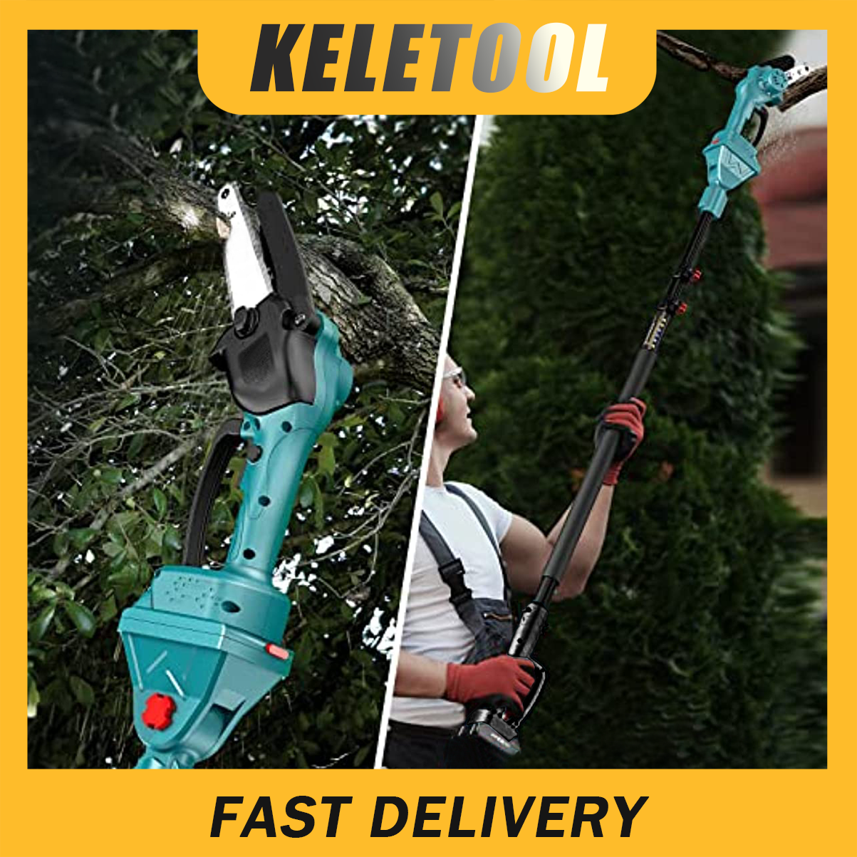 electric chainsaw Telescoping pole Pruning chain saw battery chainsaw cordless 8" gergaji ...