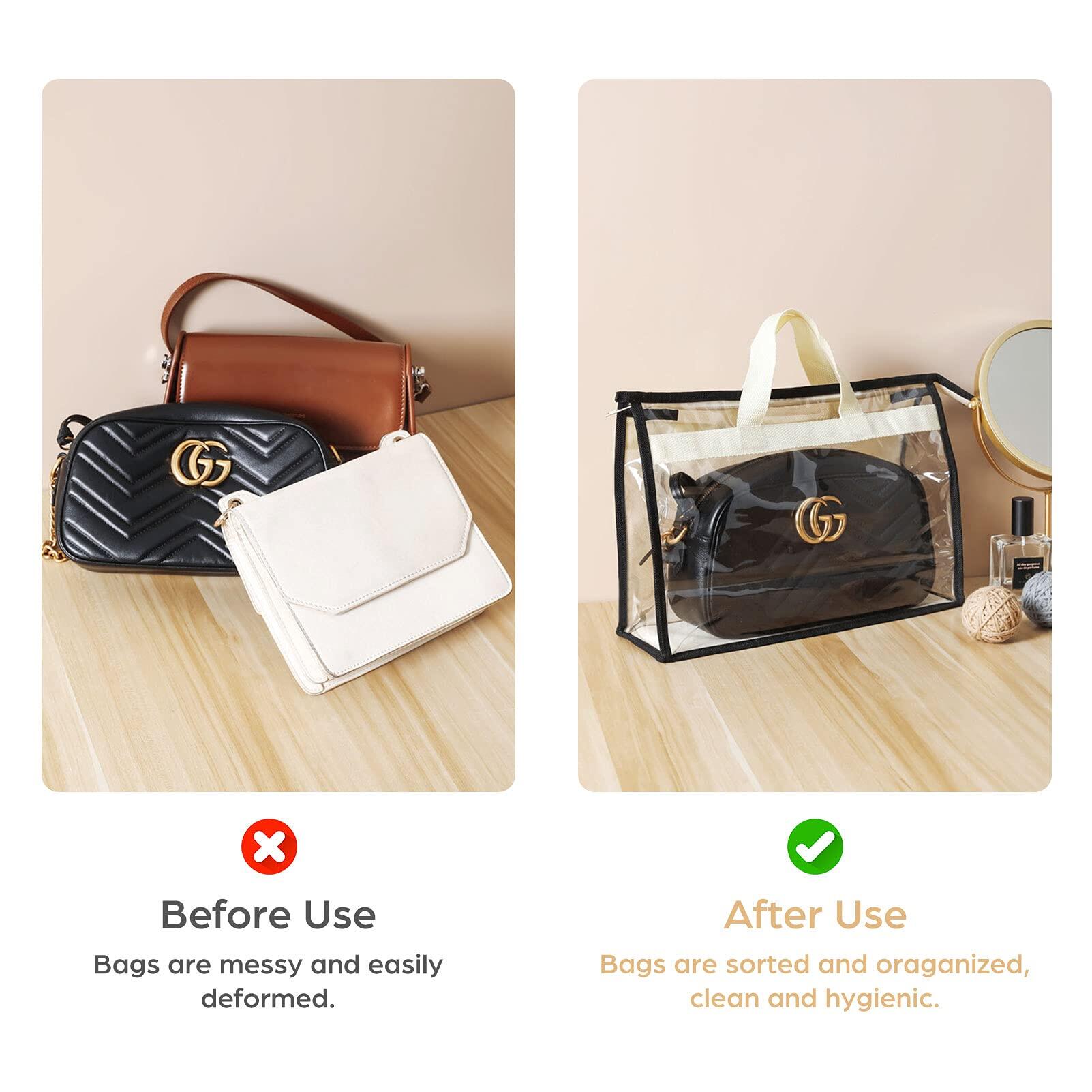Bazlee Handbag Dust Bags Clear Purse Storage Organizer for Closet Small ...