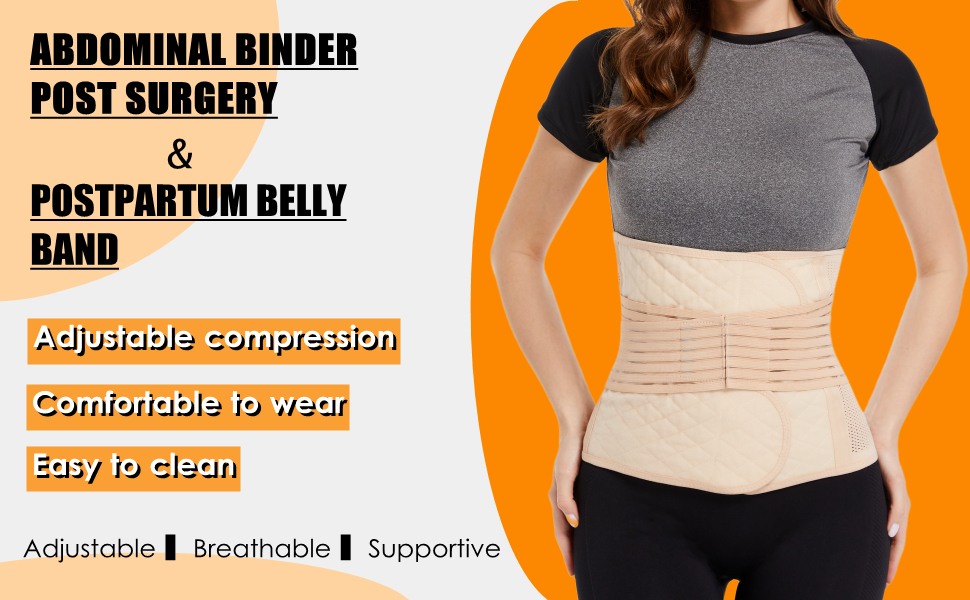 Abdominal Binder for Post Surgery, Postpartum Recovery Belly Band C ...
