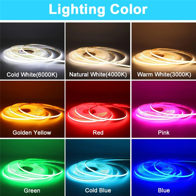 DC 12V 24V COB LED Strip Light Customization Length 320 LED Per Meter ...