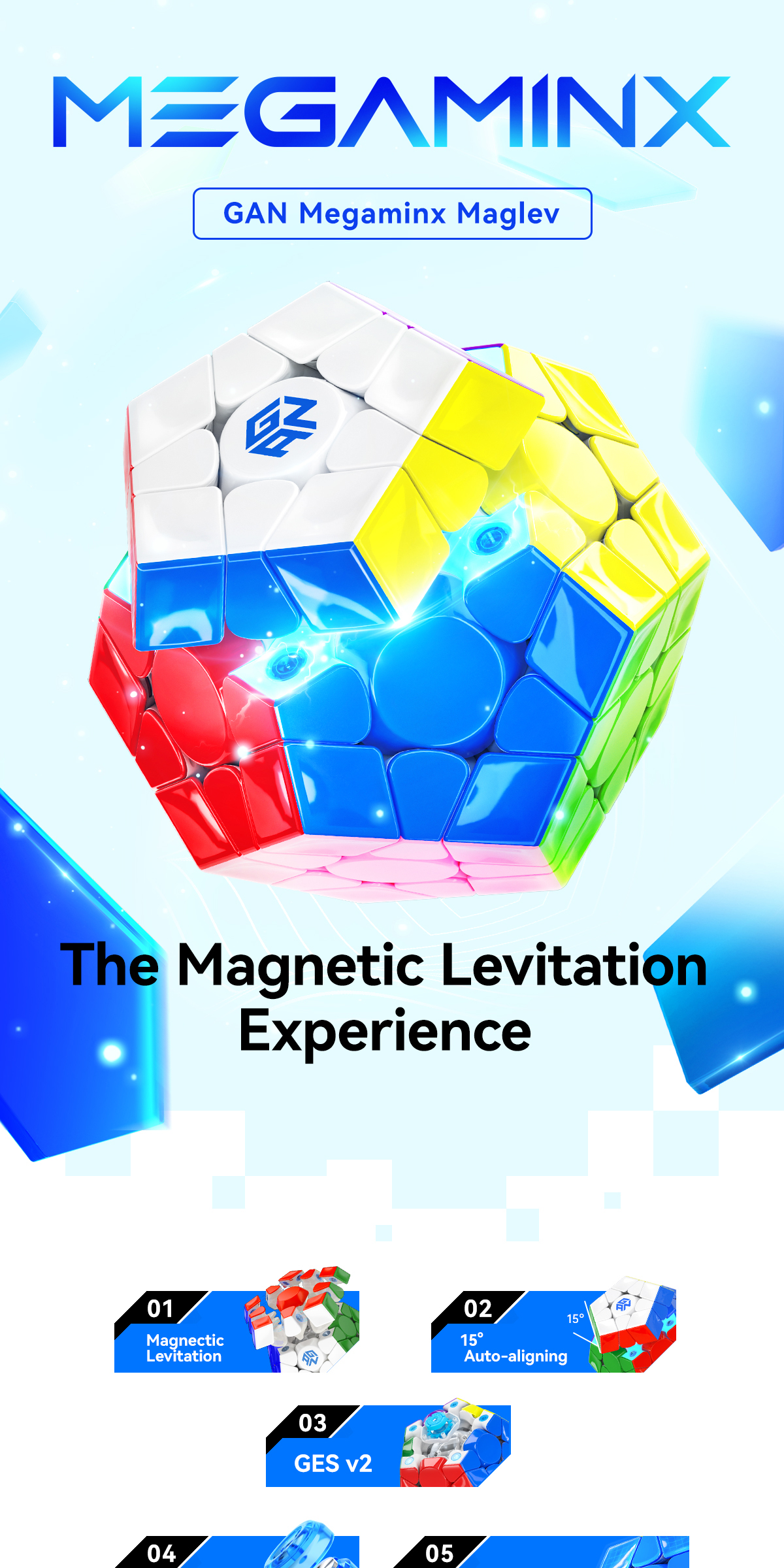 GAN Megaminx Maglev Cube Pentagonal Auto Aligning Magnetic Levitation Blasting Speed Cube ...
