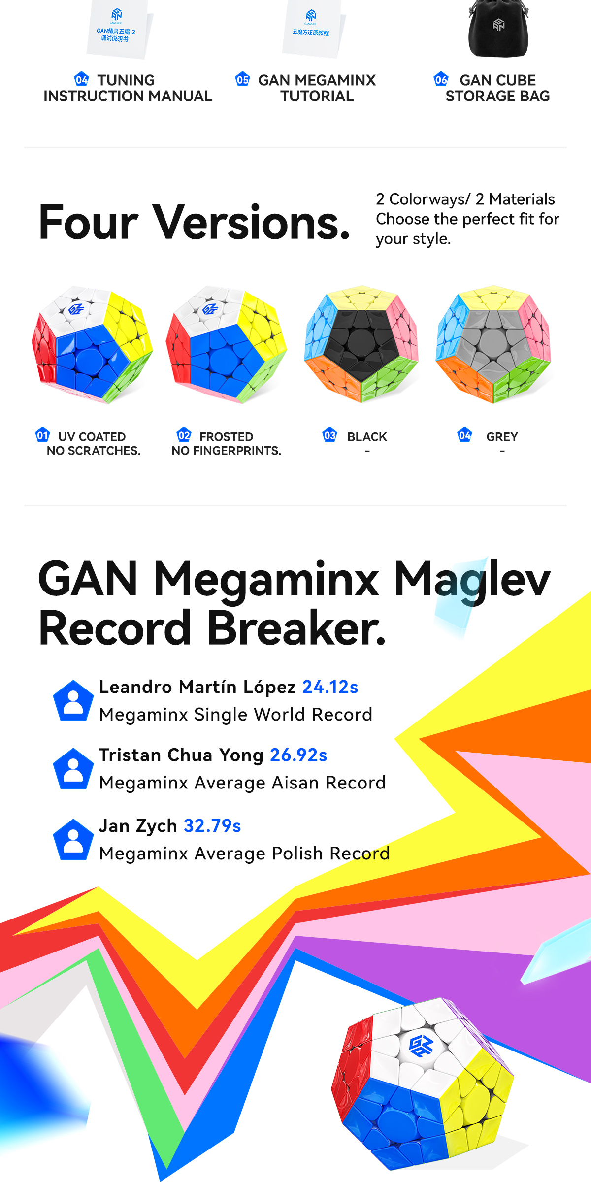 GAN Megaminx Maglev Cube Pentagonal Auto Aligning Magnetic Levitation Blasting Speed Cube ...