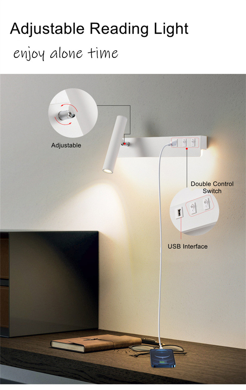 Modern plug in Wall Light Bedroom usb port Wall Mounted adjustable ...