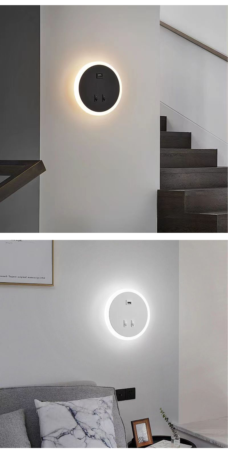 Modern plug in Wall Light Bedroom usb port Wall Mounted adjustable ...