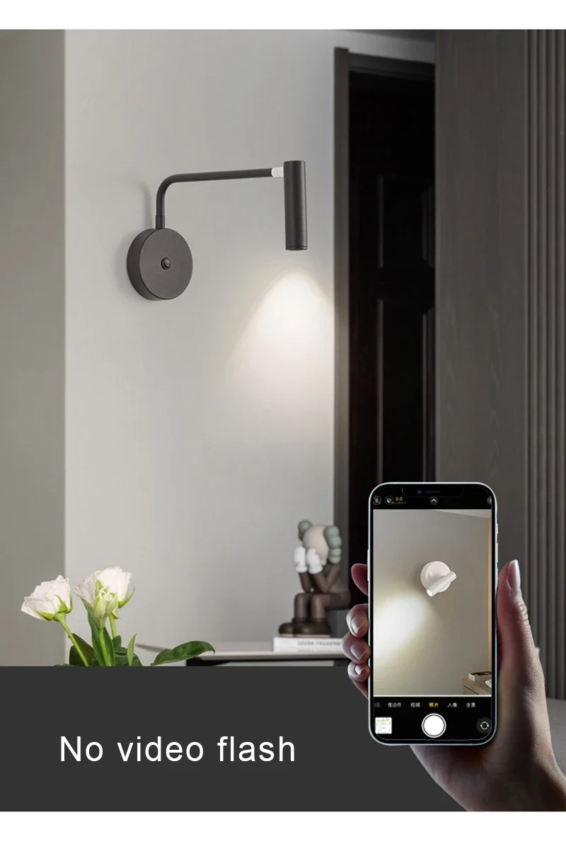 Minimalist Bedside Wall Lights Rotable Led Reading Light Wall Mounted ...