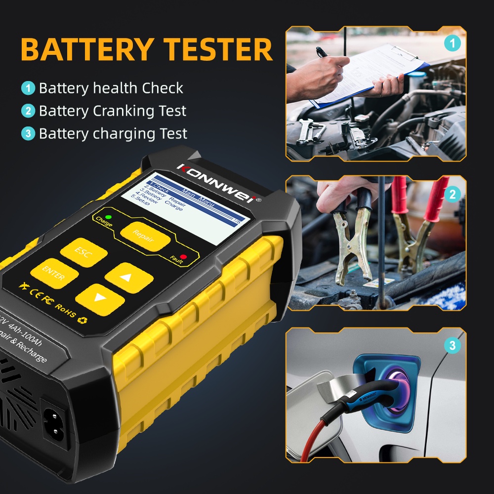 【Local Stock】Konnwei KW510 UK US EU PLUG Full Automatic Car Battery ...