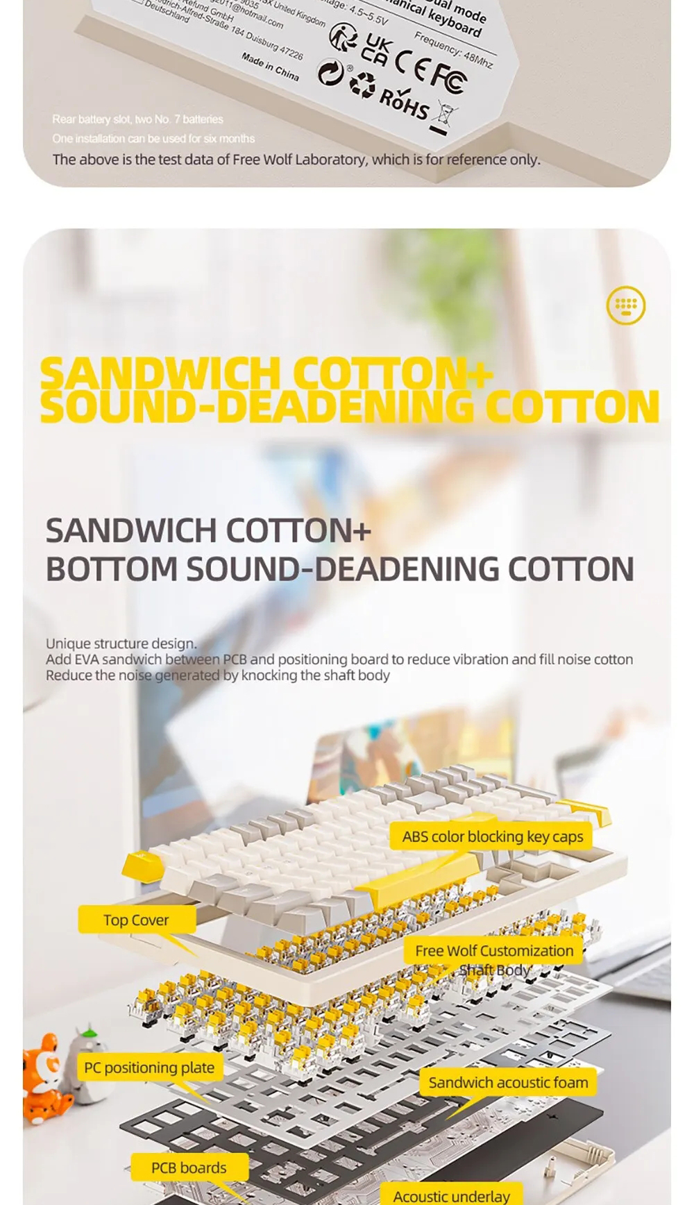 ZIYOULANG K96 Wireless Mechanical Keyboard Dual Mode 2.4G BT5.0 2-in-1 ...