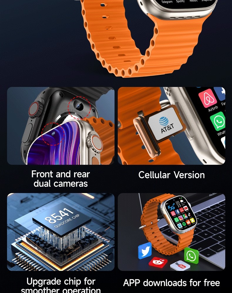 S9 Ultra Smart Watch with SIM card slot GS37 ultra 4G Dual Camera Video ...