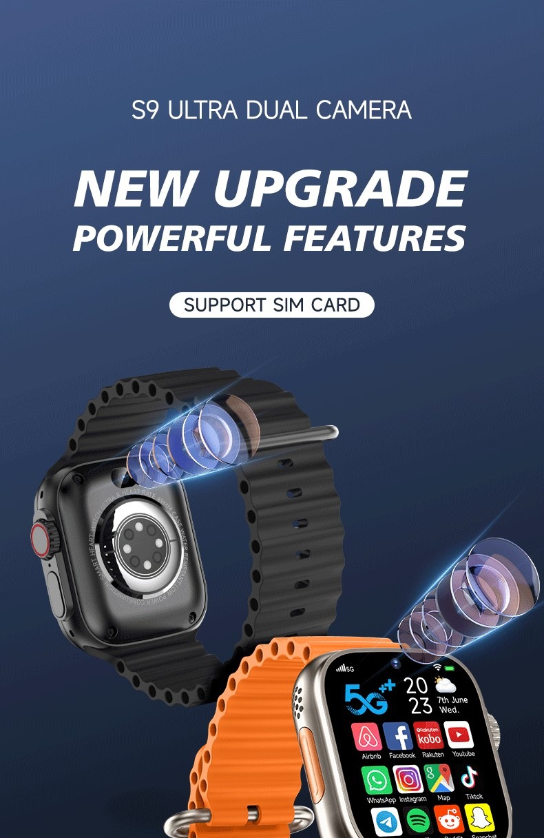 S9 Ultra Smart Watch with SIM card slot GS37 ultra 4G Dual Camera Video ...