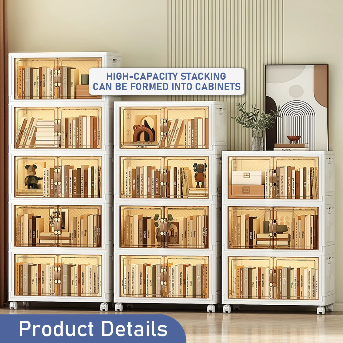 SimHome 3/5 Layers Large Capacity dustproof Bookshelf Cabinet with Door ...