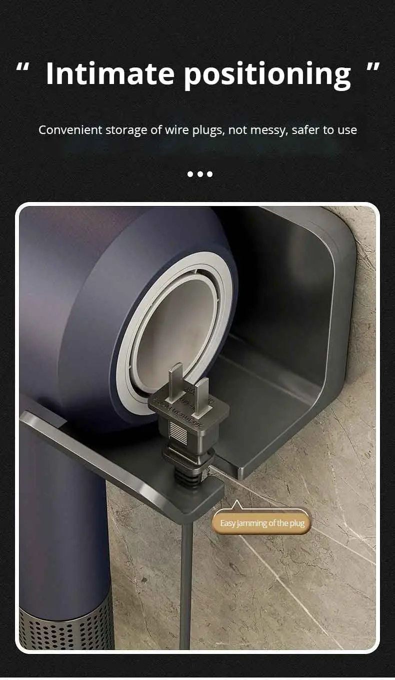 Hair Dryer Bracket - No Punching Bathroom Hanging Rack for ...