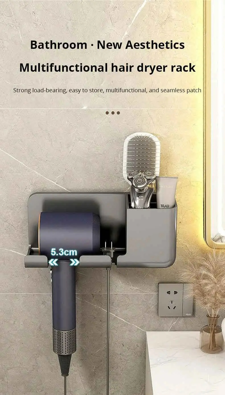 Hair Dryer Bracket - No Punching Bathroom Hanging Rack for ...