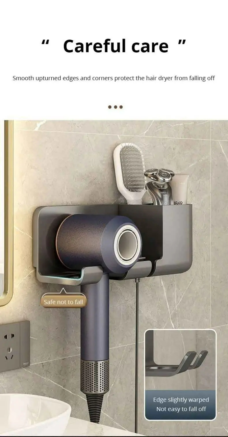 Hair Dryer Bracket - No Punching Bathroom Hanging Rack for ...