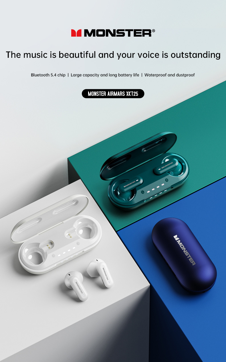 Monster XKT25 True Wireless Earbuds Bluetooth 5.4 Earphone HiFi Stereo ...