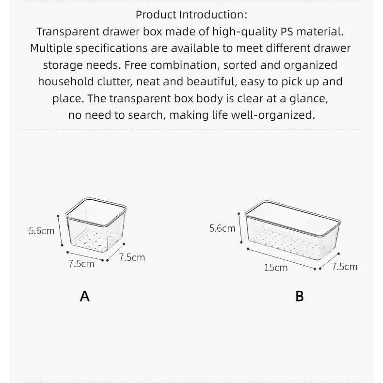 Drawer Storage Box Multiple Specifications Ps Material Lidless Grid ...