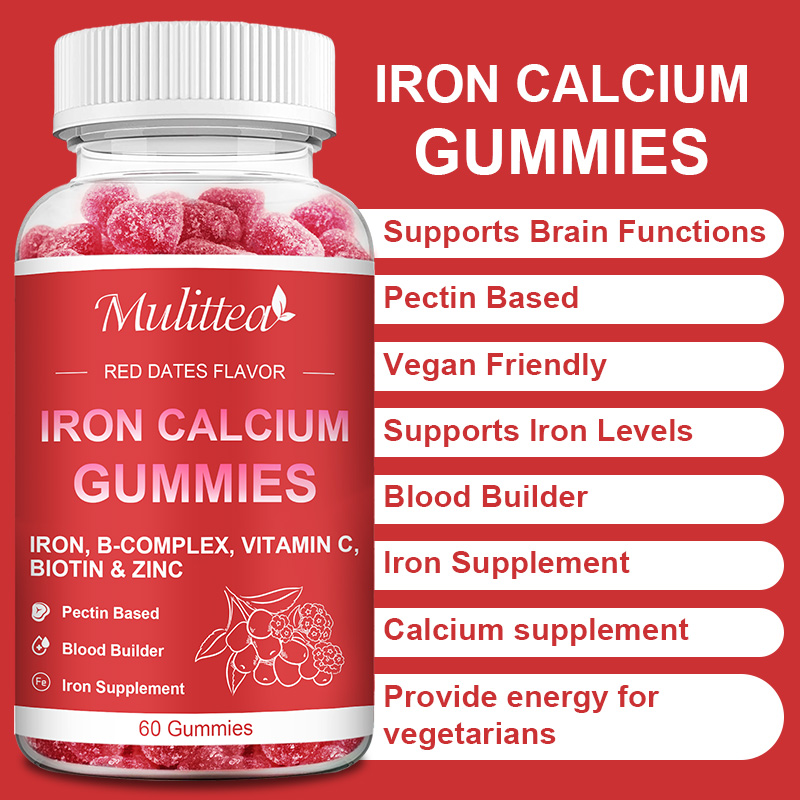 Mulittea Iron Calcium Gummies Blood Builder Natural Iron Supplement ...