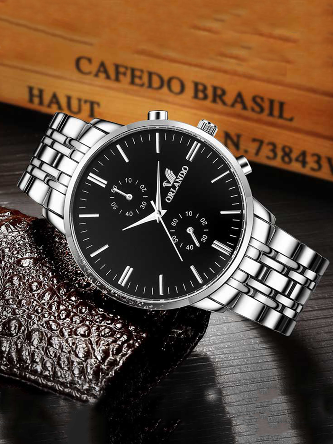 Foreign trade new men's steel strap watch business casual temperament ...