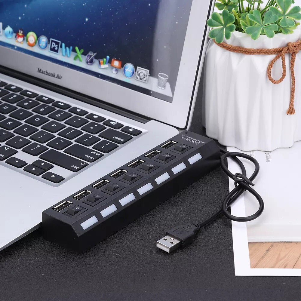 7 ports USB Hub Hi-Speed 2.0 Hub 480Mbps On/Off Switch | Shopee Malaysia