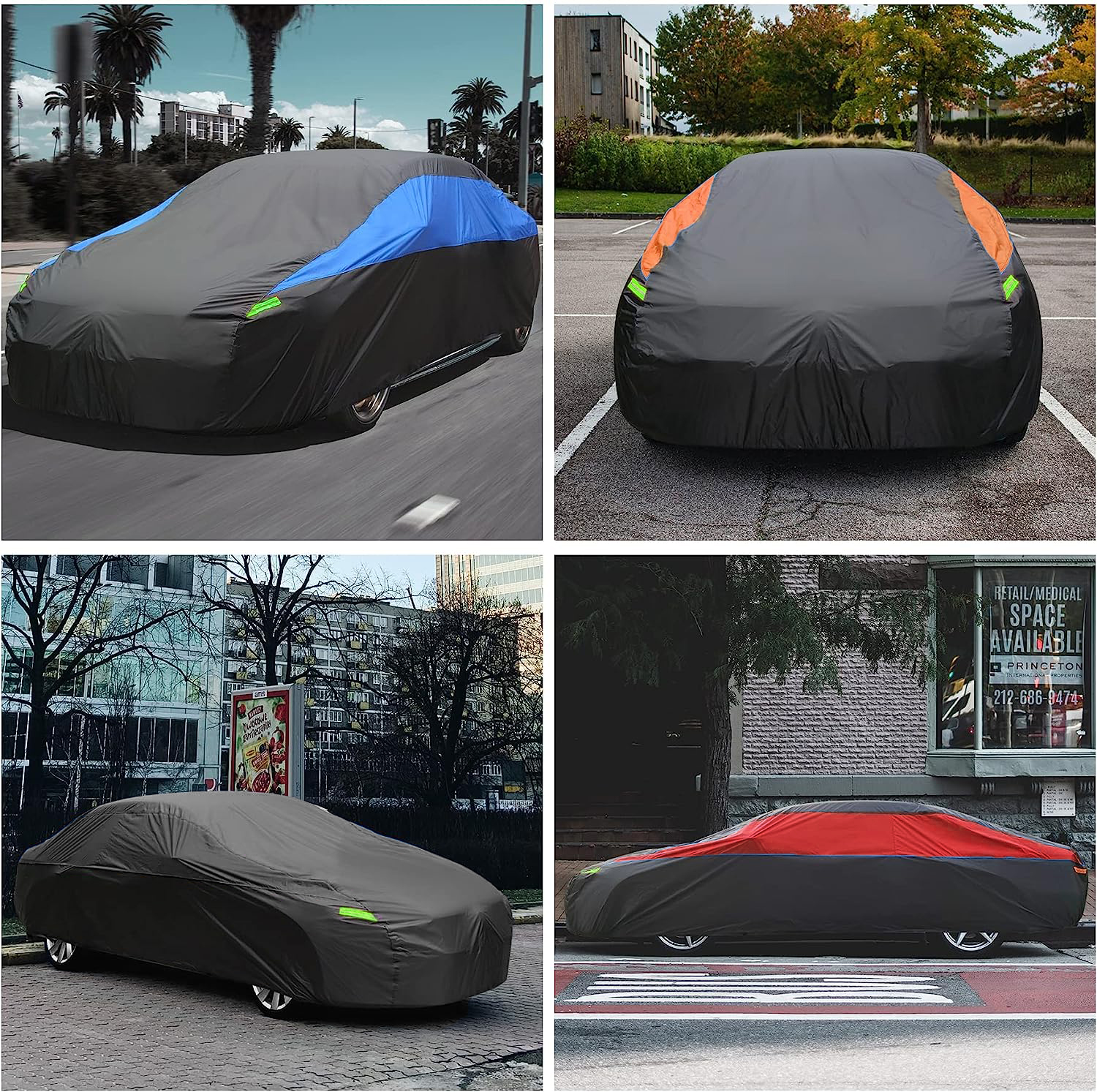 HOTOP Waterproof Car Cover 3 Layers All Weather Snowproof UV Protection ...