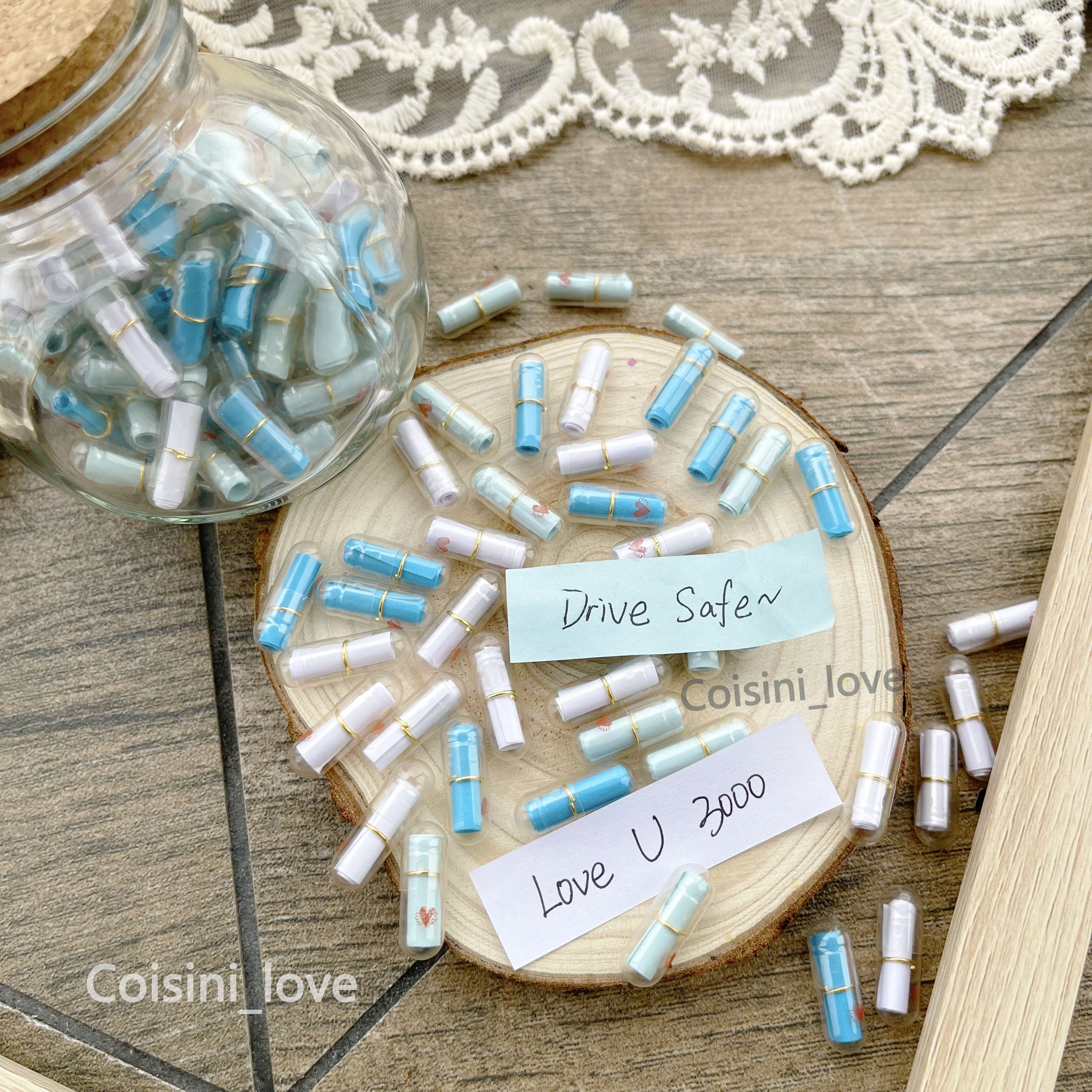 [Coisíní] 100Pcs Blue Style Wishing Bottle DIY Capsules Mini Capsules ...