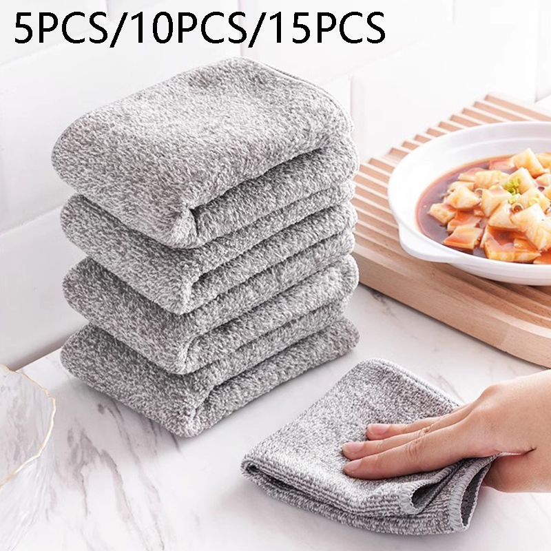 5PCS/10PCS/15PCS Thickened Bamboo Charcoal Fiber Cleaning Cloths ...