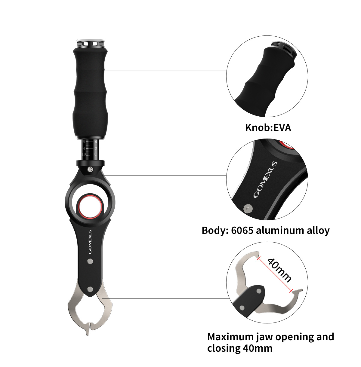 Gomexus Fishing Gripper Aluminum Fish Grip Fish Tackle Lip Grip Holder ...