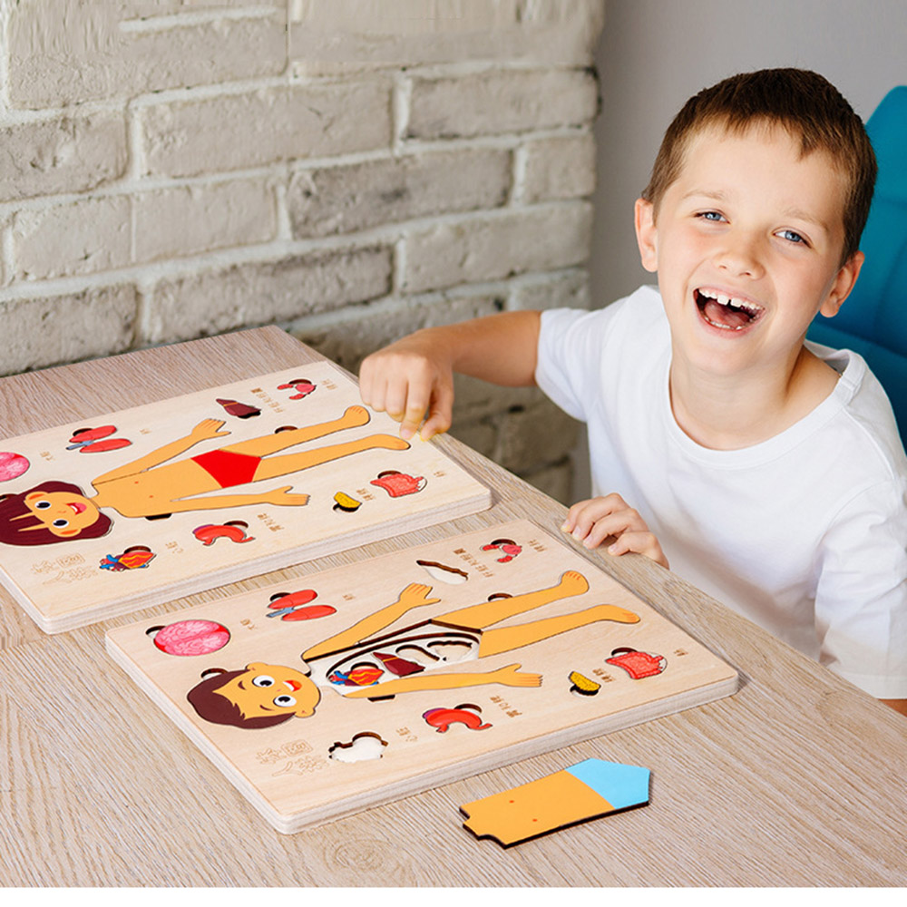 Montessori Wooden Jigsaw Puzzles Anatomy Game Human Body Puzzles ...