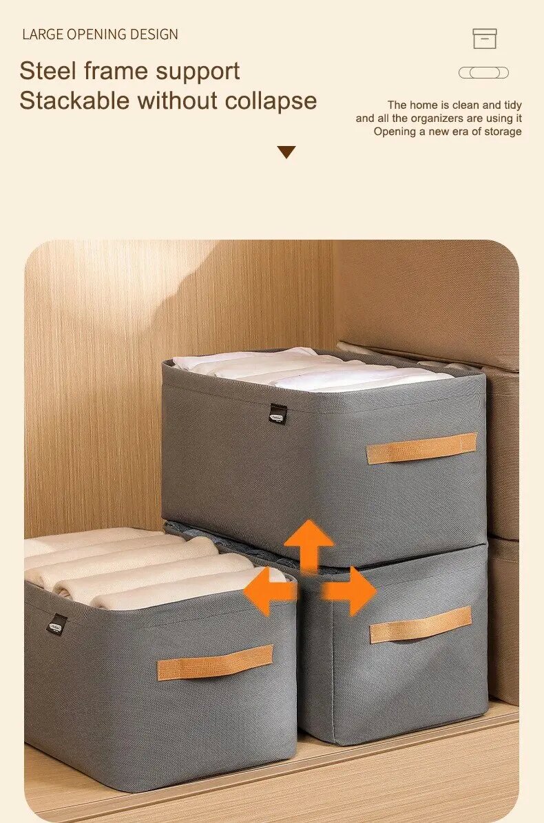 1pc Foldable Clothes and Miscellaneous Items Storage Box with Steel ...