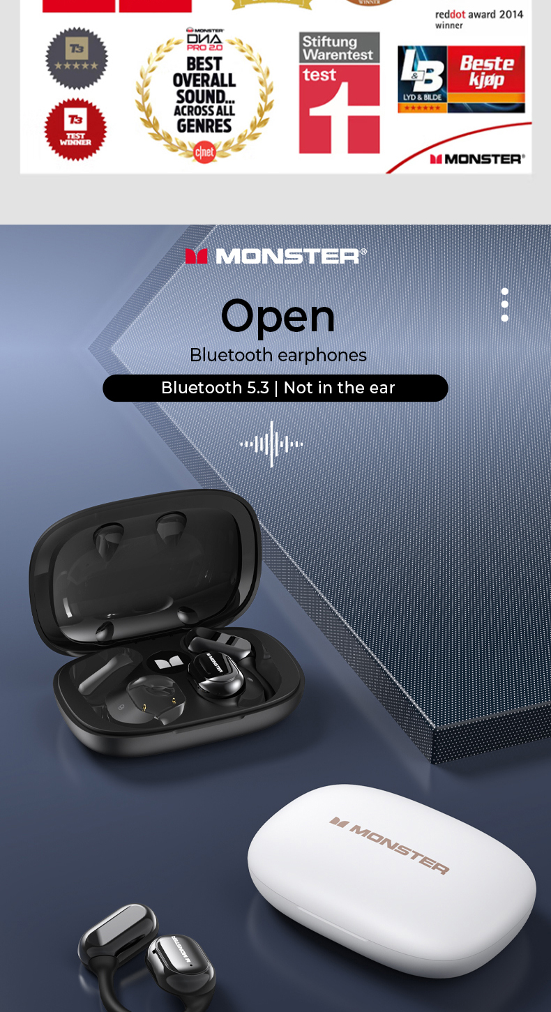 Monster Open Free AC100 Bluetooth Earphone Bone Conduction Earphone ...