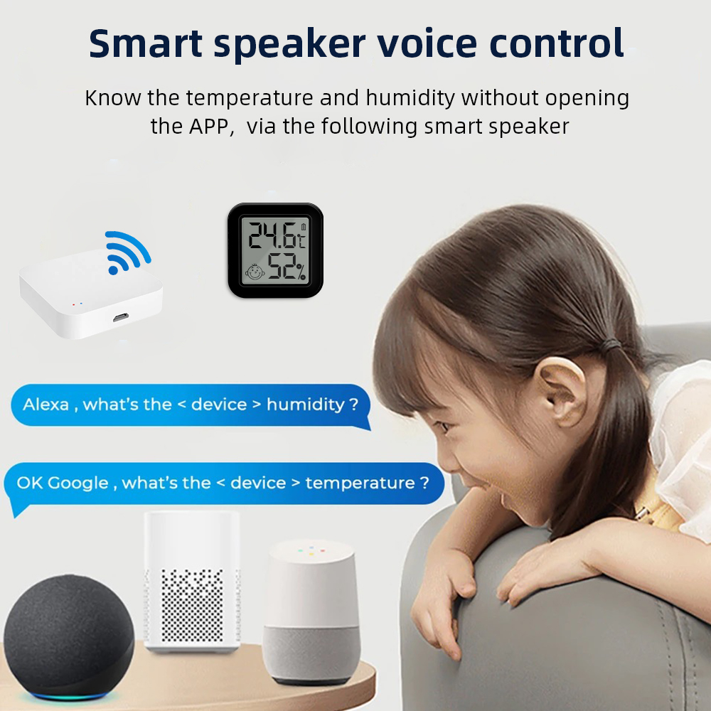 Onenuo Tuya Bluetooth Temperature Humidity Sensor Mini LCD Digital Display with APP Remote ...