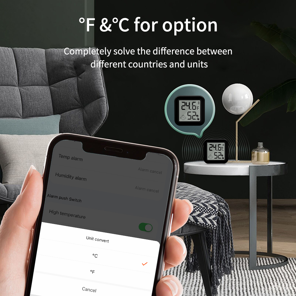 Onenuo Tuya Bluetooth Temperature Humidity Sensor Mini LCD Digital Display with APP Remote ...