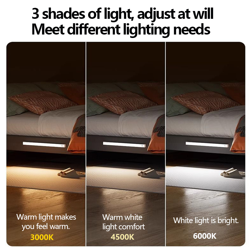 3 colors LED Motion Sensor Night Light Portable Smart Wireless Light ...