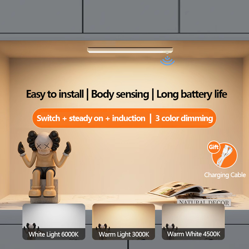 3 colors LED Motion Sensor Night Light Portable Smart Wireless Light ...