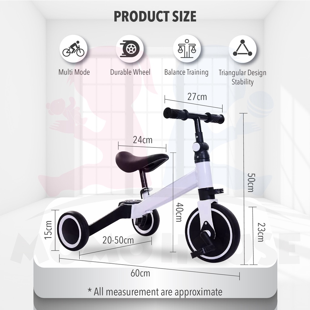 Beige Baby Walker Balance Bike Children Bicycle Baby Walker Balance ...