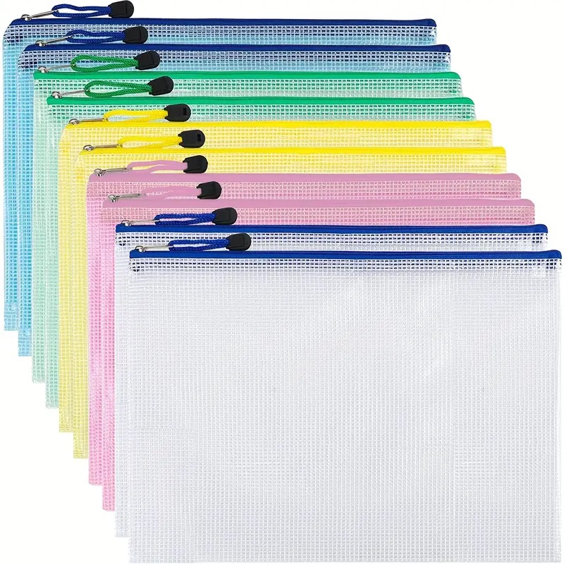 10Pcs A4 Size Zipper Pockets With Identification Note, Thick Waterproof ...