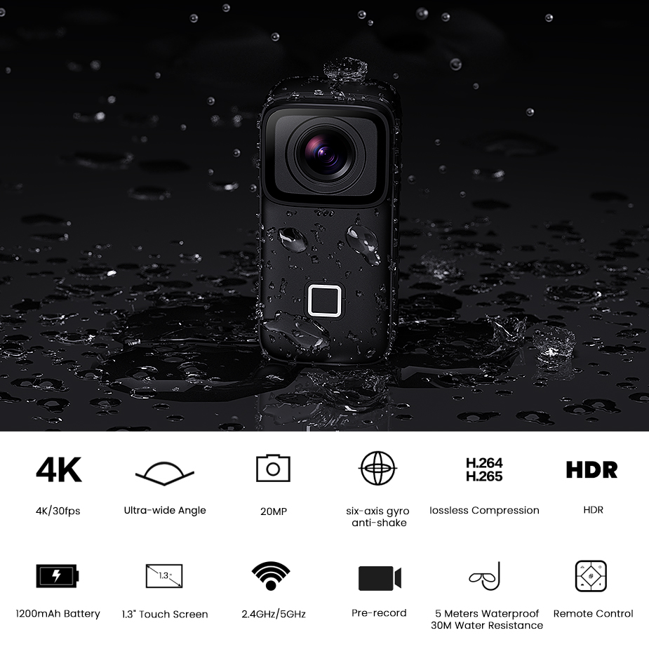 SJCAM C200/C200PRO 4K Mini WiFi Action Camera With IPS Screen 5M Body ...