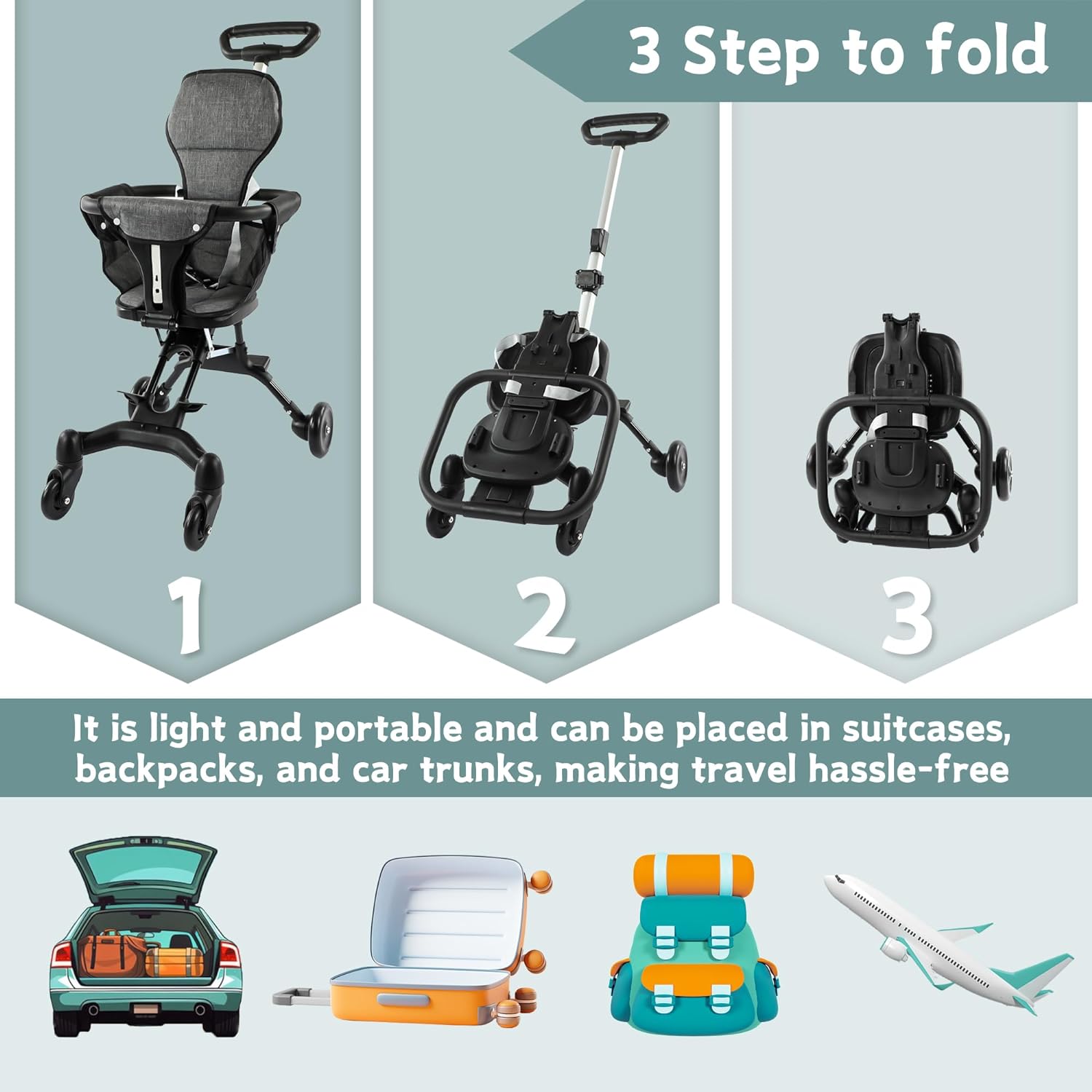 COD Foldable 2 Way Baby Stroller Magic stroller 4 wheels Ultra ...