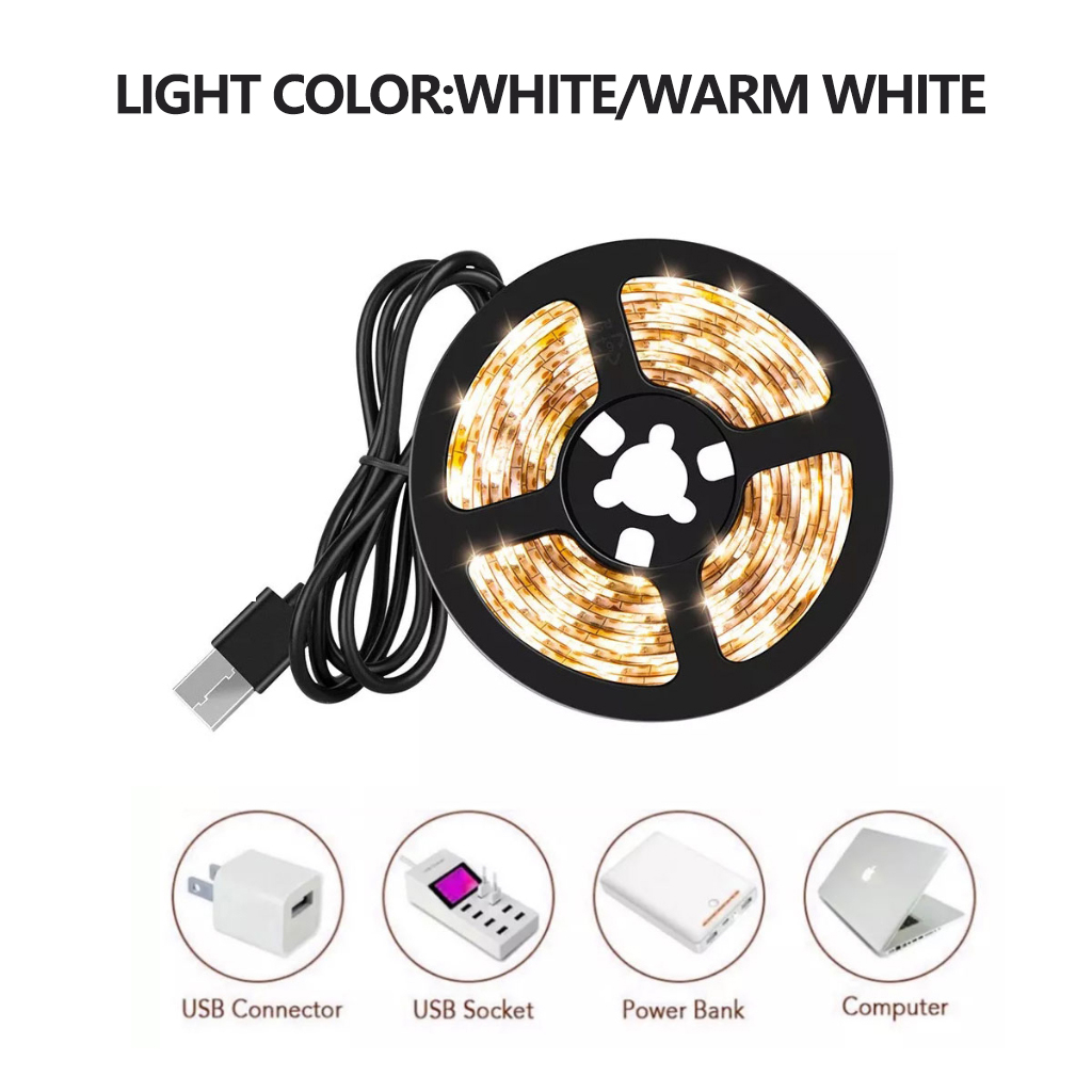 LED Light Strip 5M/10M USB 5V Flexible Light String White/Warm White ...