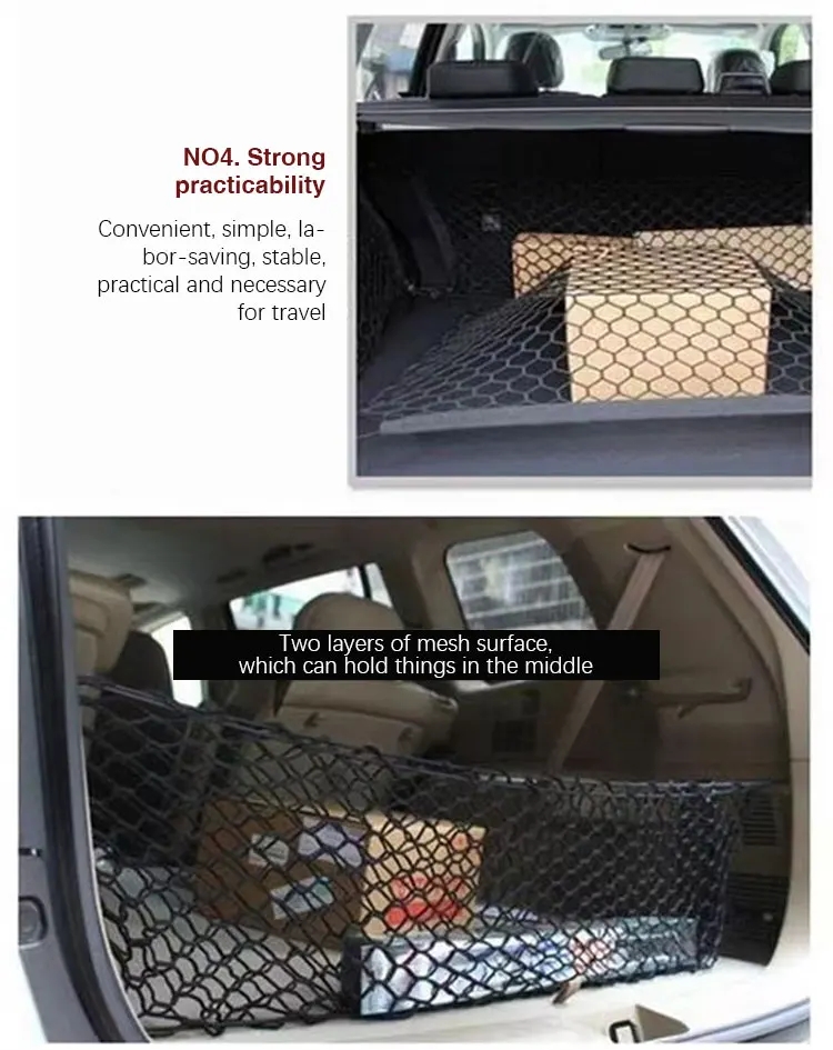 Car Back Rear Nylon Net With Hooks Universal Car Trunk Elastic Car Mesh ...