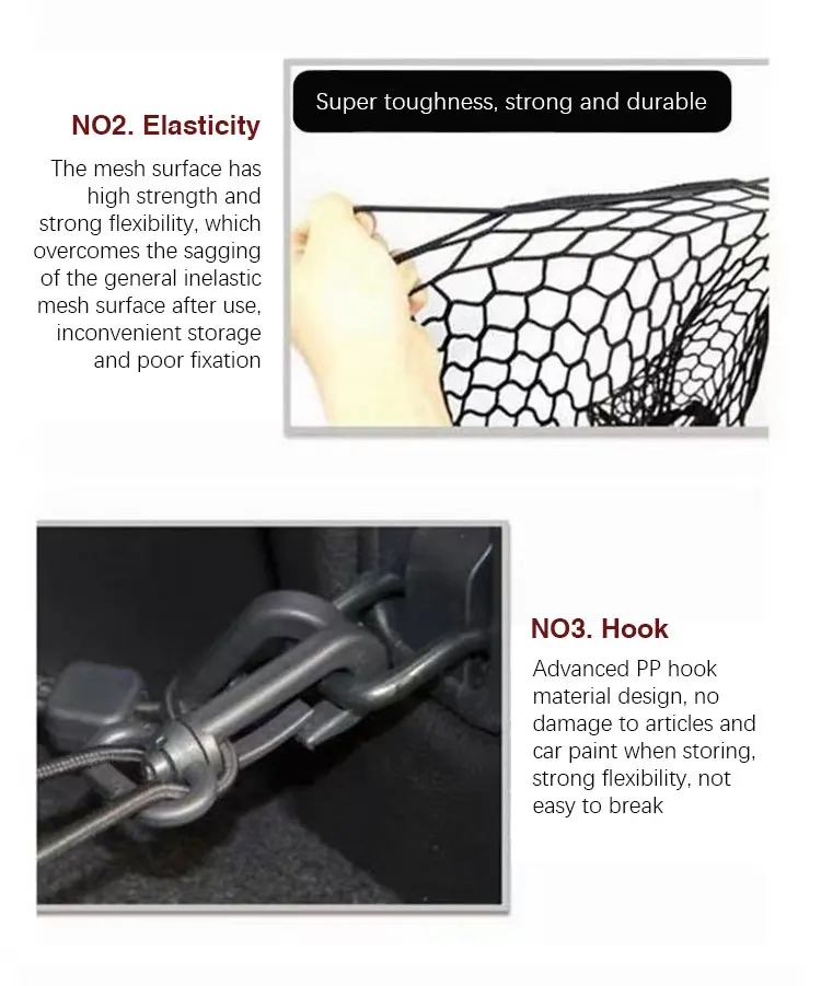 Car Back Rear Nylon Net With Hooks Universal Car Trunk Elastic Car Mesh ...