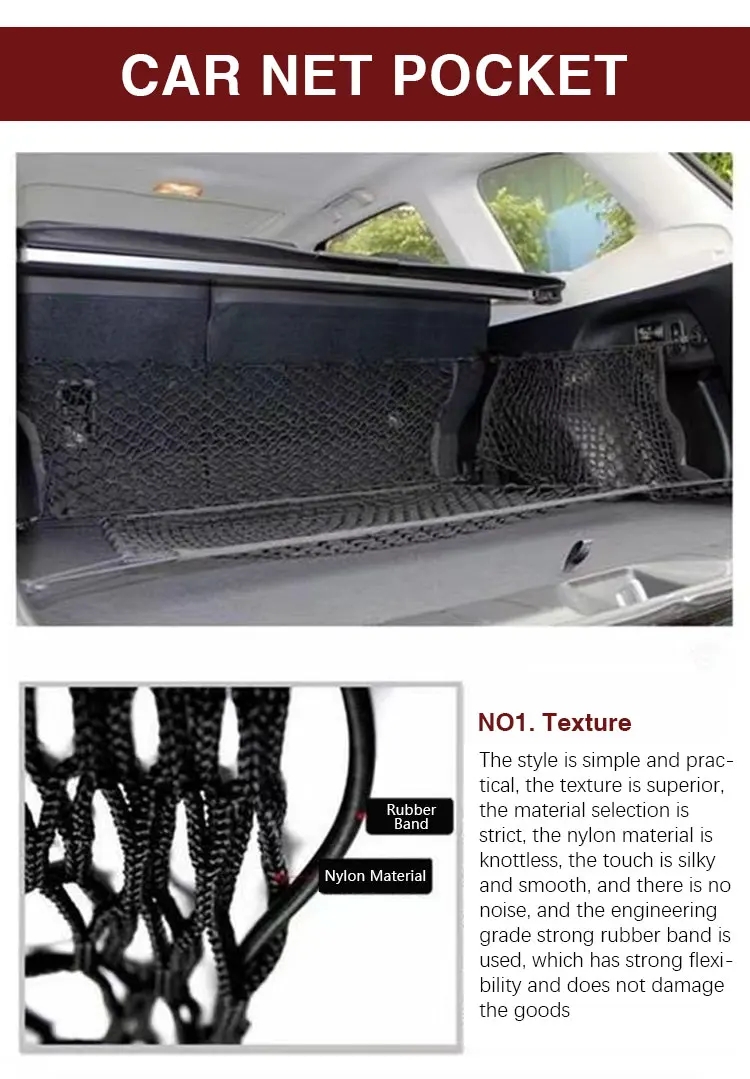 Car Back Rear Nylon Net With Hooks Universal Car Trunk Elastic Car Mesh ...