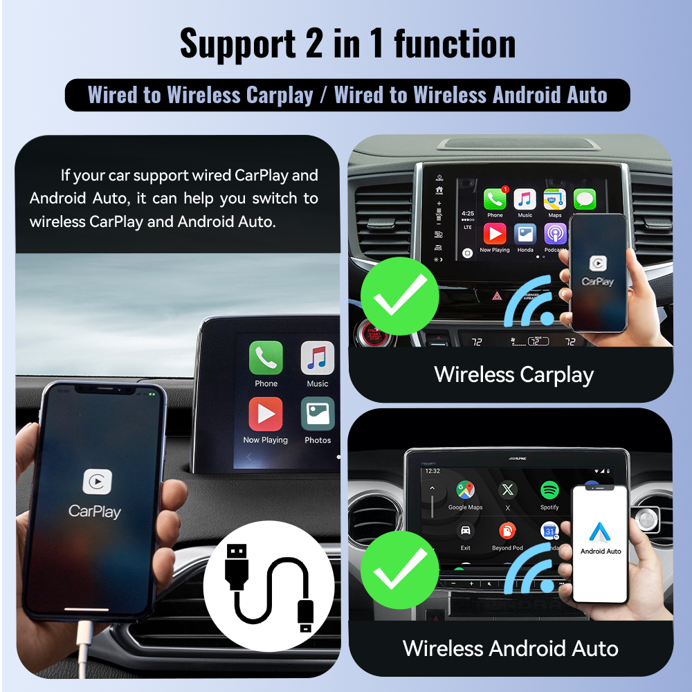 XUDA For Toyota Smart Carplay AI Box 2 In 1 Wired to Wireless Mini Car ...