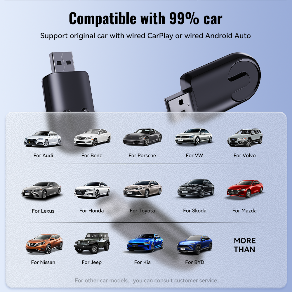 XUDA Carplay Adapter Android Auto Wireless Adapt Mini Wired to Wireless ...