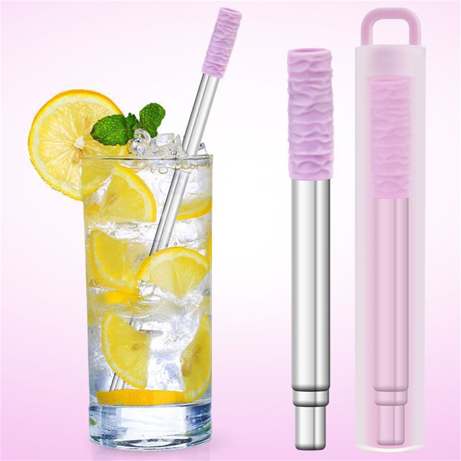 New Style 304 Material Stainless Steel Retractable Straw Portable PP ...