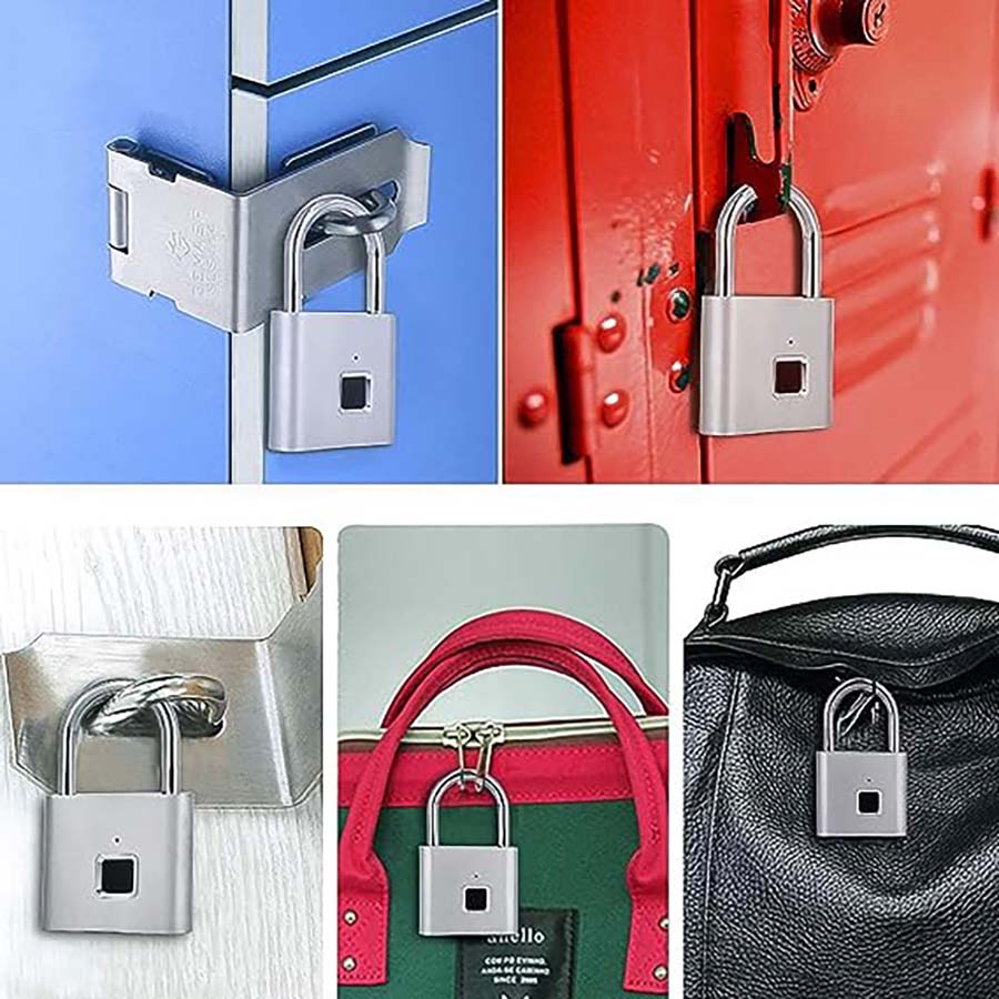 1 Small Fingerprint Padlock Household Security Door Lock Anti-theft ...