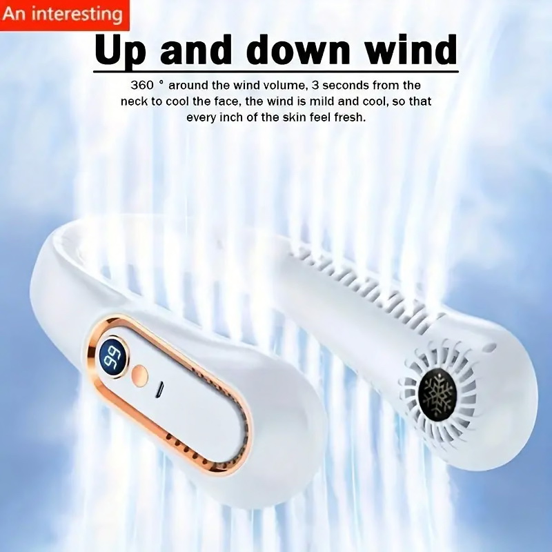 1pc Vaneless Hanging Neck Fan, Portable USB Cooler Fan With 5 Speeds ...