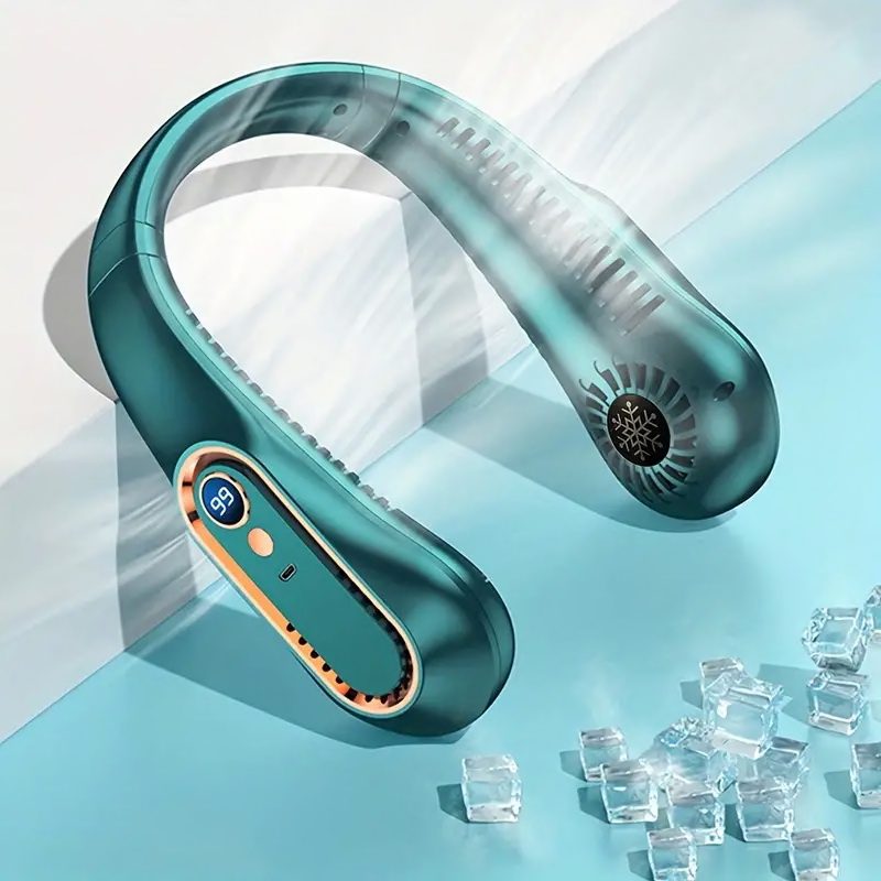 1pc Vaneless Hanging Neck Fan, Portable USB Cooler Fan With 5 Speeds ...