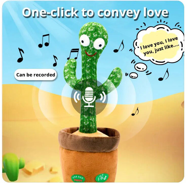 1PC Dancing Cactus Toy With Repeat Talk & Sing, Interactive Plushie ...