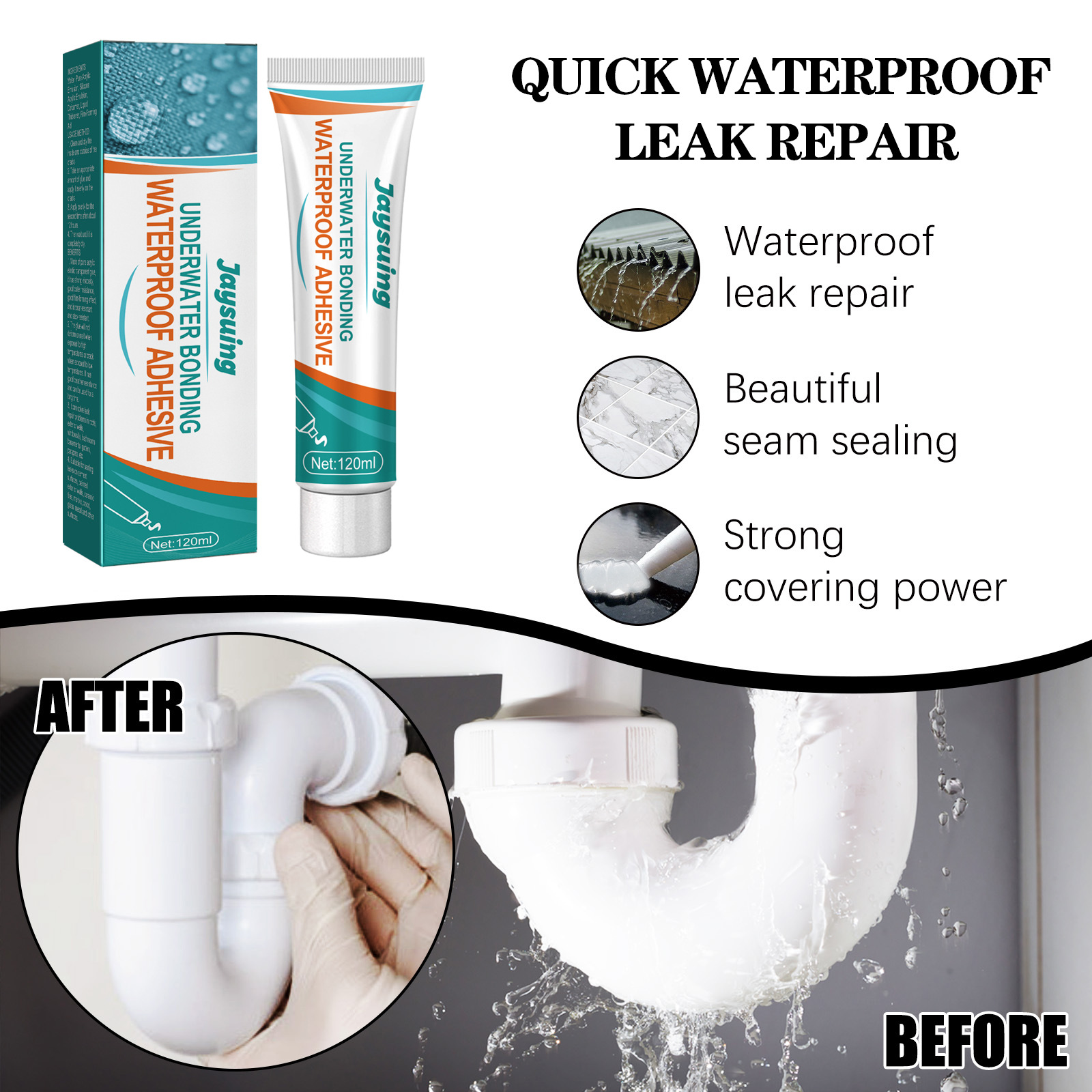 Jaysuing Underwater adhesive waterproof adhesive Fish tank glass Wooden ...