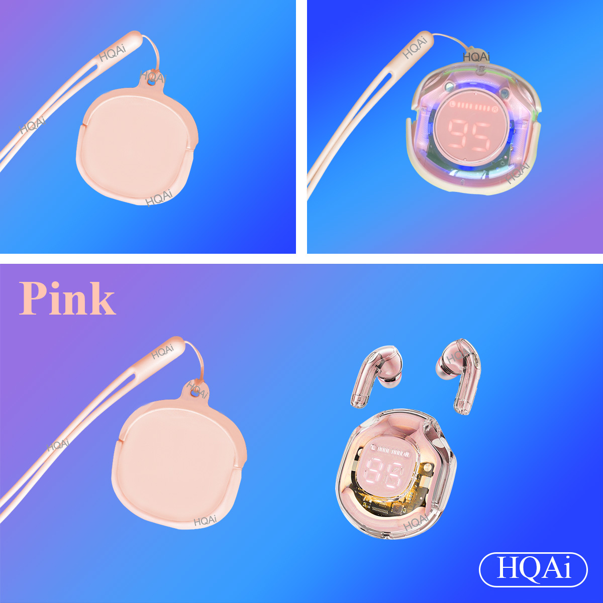 HQAi H5 Wireless TWS Earphone Bluetooth Earbuds Build-in Mic Headphone Sports Headsets Hi-fi ...